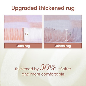 Super Soft Rug for Bedroom, 5x7 Ft Pink and White Area Rug Classic Checkered Shaggy Rug Anti-Skid High Pile Soft Fluffy Rug Fuzzy Carpet for Living Room Bedroom Kids Room Nursery, Dorm Home Decor