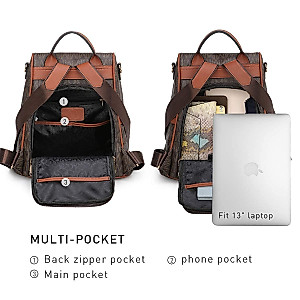 MKP Women Backpack Purse Fashion PU Leather Anti-theft Rucksack Lightweight Ladies Casual Travel College Shoulder Bag 2Pcs