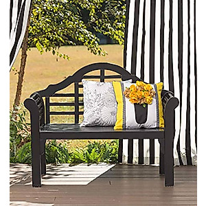 Plow & Hearth 62A79-BK Lutyens Eucalyptus Wood Garden Bench, Black