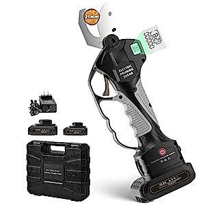 Munskine Professional Electric Pruning Shears - Cordless Trimmer with 25mm Cutting Diameter Heavy Duty- Electric Pruner with 2pcs Brushless Motor Rechargeable 2Ah & 4Ah Batteries