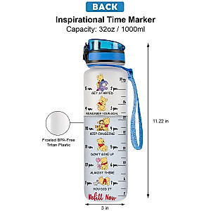 GEPOSTORE 32 Oz Water Track Bottle, Stop Slacking Drink Your Water Water Bottle With Time Marker, Bear Motivational Insulated Water Bottle, Gifts For Family Friend