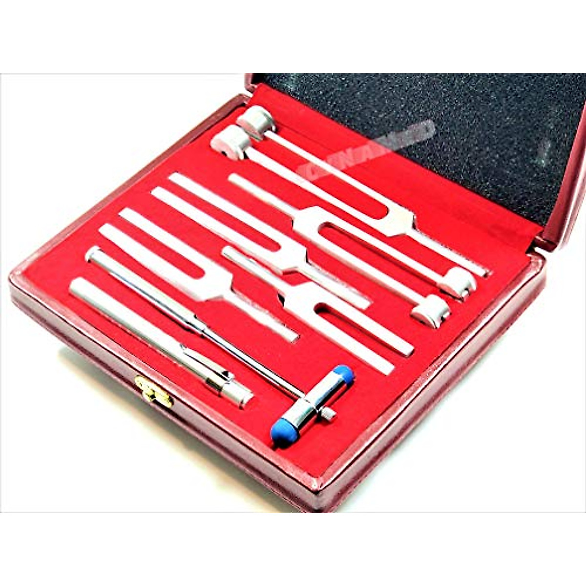 New Set of 6 Tuning Fork Set Medical Surgical Chiropractic Physical Diagnostic Instruments Plus Pen Light in a Beautiful Carrying CASE