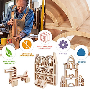 Xylolin Over-Sized Hollow Wooden Block Set for Kids, Natural 29 Piece Set of Large Wood Blocks, Toddler Building and Stacking Blocks, Wooden Toys Building Blocks for Toddlers