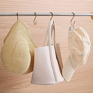 Evanda Gold S Hooks for Hanging Pack of 30, Heavy Duty Stainless Steel Titainium Plating Metal Mutil Purpose Hanger for Kitchen Pans, Pots, Utensils Tooks, Cups, Mugs, Clothes, Bags, Towels, Plants