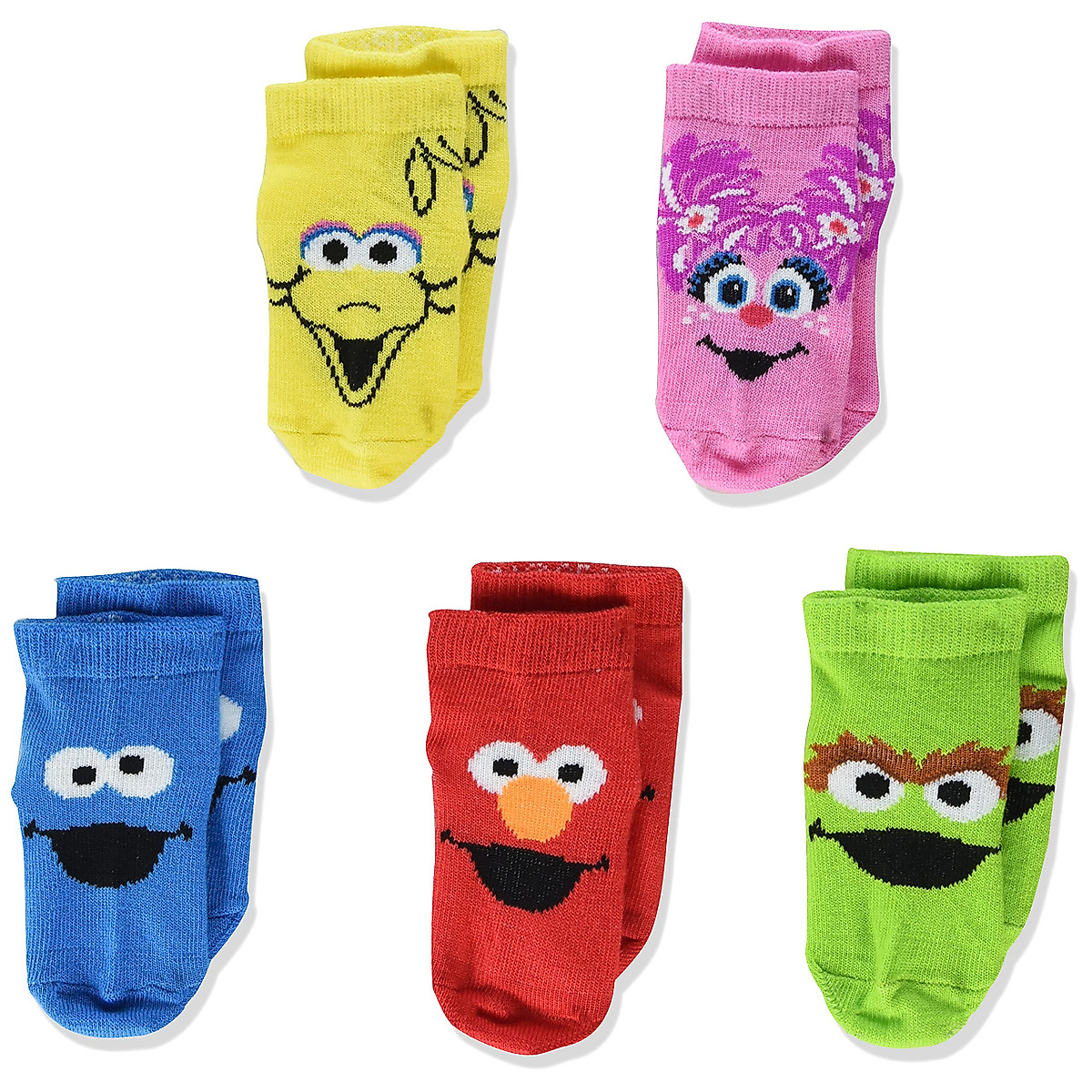 Sesame Street Baby 5 Pack Shorty Socks, Assorted Bright, 12-24 Months