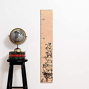 Headwaters Studio Wooden Ruler Growth Chart for Kids, Boys and Girls - Height Chart & Height Measurement for Wall - Kids Nursery Wall Decor and Room Hanging Wall Decor - Natural w/Farm Animals