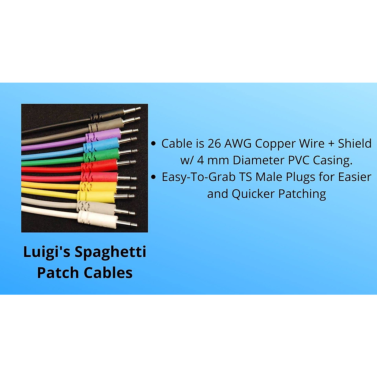 Starving Students Music Supplies Luigis Modular Supply Spaghetti Eurorack Patch Cables - Package of 5 Green Cables, 24 (60 cm)