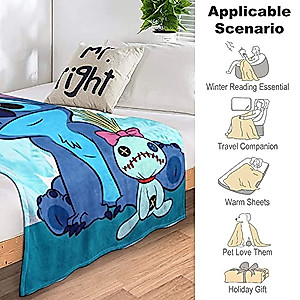 Throw Blanket Ultra-Soft Comfortable Blankets Flannel Fits Couch Sofa Office Suitable for All Season 50"x40"