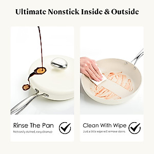 Frying Pans Nonstick - 10 Inch Ceramic Non Stick Frying Pan, 3.5 Qt Induction Saute Pan With Lid, Large Deep Frying Pan, Oven Safe Skillets NonStick Chefs Pans for Cooking Pan, PFOA Free Cookware Gift