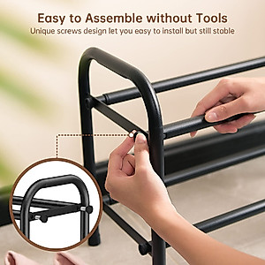 Gonfoam 2-Tier Expandable Shoe Rack,Adjustable Shoe Shelf Storage Organizer Heavy Duty Metal Free Standing Shoe Rack for Entryway Closet Doorway (Black)
