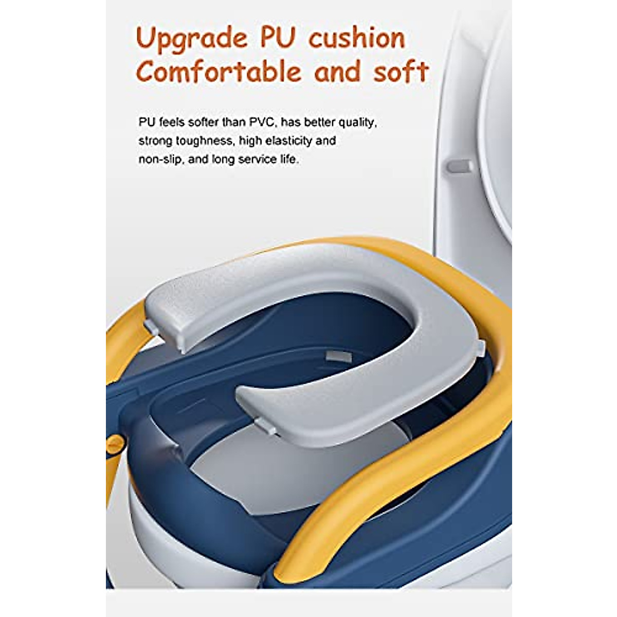 TOWRITE Foldable Toilet Training Potty Seat Chair Toddlers Toilet with Step Stool Ladder and Handles Safe Non-Slip Step PU Cushion for Boys Girls (Pink)