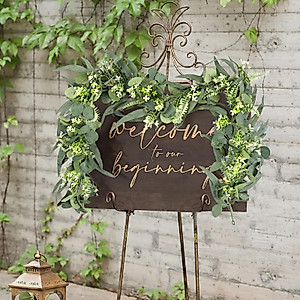 Dremisland Eucalyptus Garland with Long Willow Leaves 2 Packs 5.9Ft Silver Dollar Boston Fern Greenery Garland White Flowers Eucalyptus Vines for Wedding Party Mantle Table Runner Home Decor (4PCS)