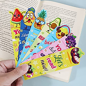MWOOT 30 Pieces Fruit Paper Bookmarks,Inspirational Book Makers for Students Reading Lovers,Cute Book Page Marks for Kids Teens, Creative Page Clips for Game Prizes School Gifts(15 Styles,15x4cm)