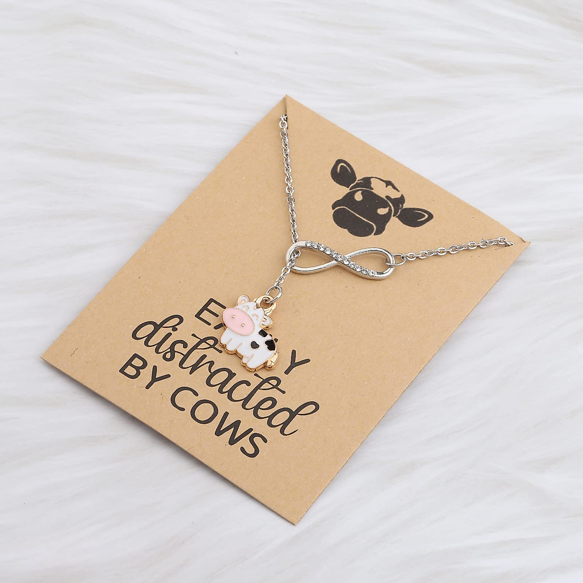 MAOFAED Cows Gift Cows Lover Gift Easily Distracted By Cows Cow Jewelry Cow Owner Gift Pet Cow Gift (by cow card ne)