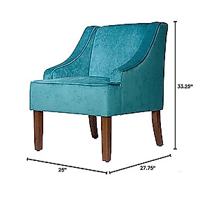 HomePop Swoop Arm Living-Room-Chairs, Velvet Teal