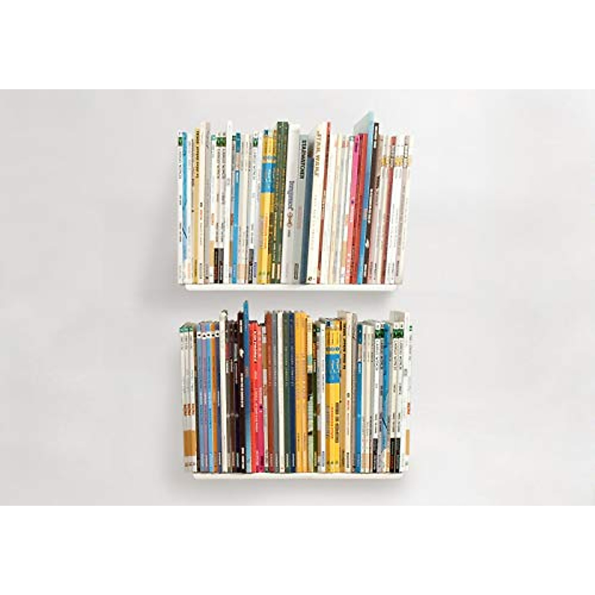 TEEbooks Bookshelf - Set of 2 Shelves - Steel - White - 45 x15 x 25 cm - for Large Format Books, Comics, Art Books
