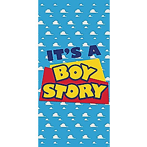 ZDX It's a Boy Story Door Banner 72.8x35.4in Blue Sky White Clouds Kids Baby Shower Decor Background Banner