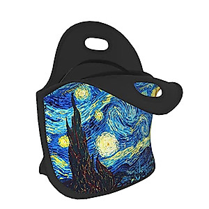 The Starry Night Neoprene Lunch Bag, Insulated Lunch Box for Women, Reusable Lunch Tote Bags with Zipper for Work School Picnic Organizer