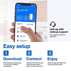 Linksys Atlas WiFi 6 Router Home WiFi Mesh System, Dual-Band, 6,000 Sq. ft Coverage, 802.11ax, 75+ Devices, Speeds up to (AX3000) 3.0Gbps - MX2000 3-Pack