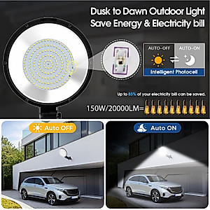 3 Pack 150W LED Barn Light, 20000LM Dusk to Dawn Outdoor Lighting with 150° Adjustable Angle IP66 Waterproof, Outdoor Street Light for Garage Garden
