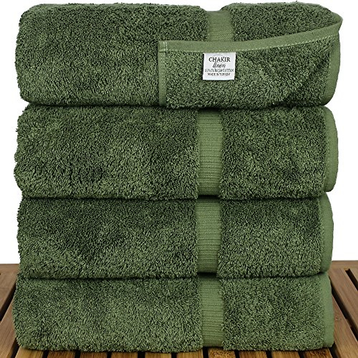 Chakir Turkish Linens Turkish Cotton Luxury Hotel & Spa Bath Towel, Bath Towel - Set of 4, Moss