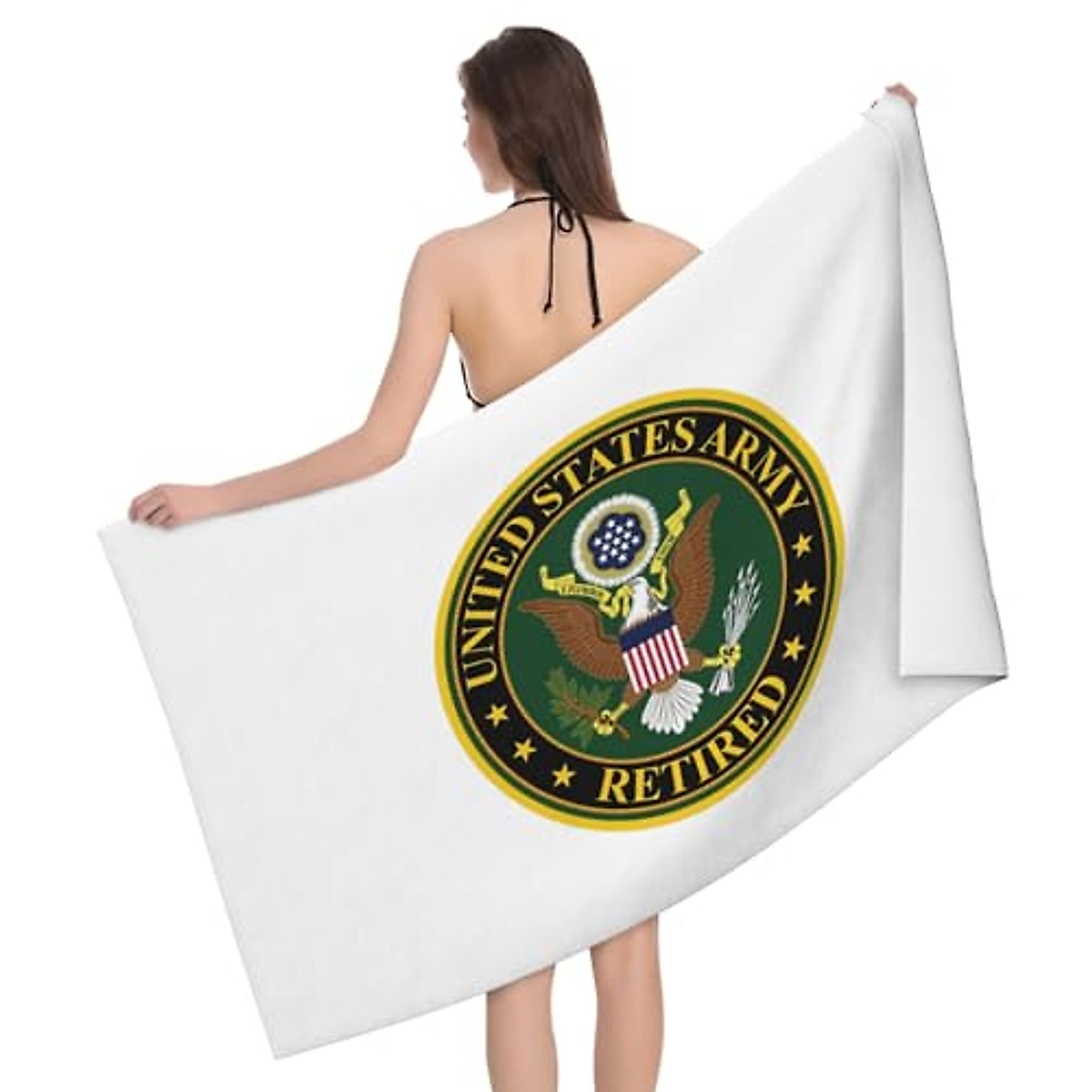 Army Retired Beach Towel Absorbent Bathroom Towels Microfiber Beach Towels Oversized Super ​32x52 Inch