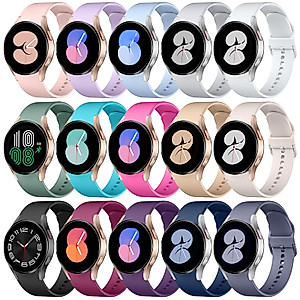[21 pack] Elastic Band + Silicone Sport Band, Galaxy Watch 6 5 4 Band 40mm 44mm for Women Men, 6 Pack Soft Elastic Band & 15 Pack Soft Durable Silicone Replacement Strap for Samsung Watch 6 5 4 Bands