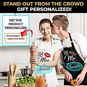 DELUXY Mr and Mrs Aprons - Wedding Gifts for Couple Unique 2023, Cool Bridal Shower Gifts for Bride & Groom, Engagement Gifts for Couples Newly Engaged, Mr & Mrs Gifts, His & hers gifts, Anniversary