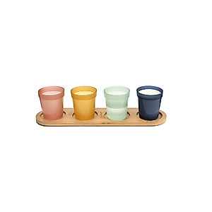 Truvalent Kitchen Countertop Cup Organizer | Wooden Cup Holder Dish for Kids & Families | Stylish Cup Spot for Counter | Durable Countertop Drink Holder (Holds 4 Cups)