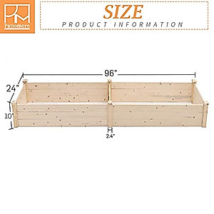Patiomore 8 Feet Outdoor Wooden Garden Bed Planter Box Kit for Vegetables Fruits Herb Grow Yard Gardening, Natural