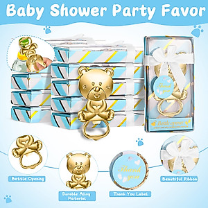 30 Packs Bear Bottle Opener Bear Baby Shower Favors Bear Shaped Baby Shower Bottle Opener Favors Metal Beer Bottle Opener with Packaging Box for Guest Souvenir Birthday Gifts Decoration (Blue Box)