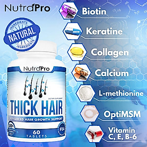 Thick Hair Growth Vitamins– Hair Growth Pills With DHT Blocker Stimulates Faster Hair Growth for Weak, Thinning Hair–Biotin Hair Supplements with Keratin & Collagen Helps Men&Women Grow Perfect Hair.
