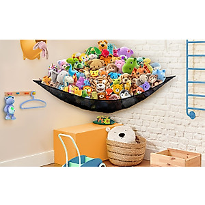Simple Houseware 2 PK - Stuffed Animals Jumbo Toy Storage Hammock, Black