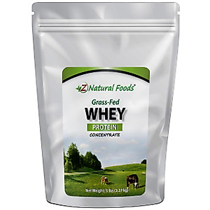Z Natural Foods Grass-Fed Whey Protein Powder from New Zealand, Unflavoured and Undenatured Protein Powder Enriched with Vital Proteins, 100% Pure, Gluten-Free, Non-GMO, Kosher, 5 lbs