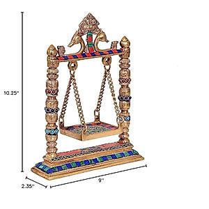 Brass Swing Jhula for Ladoo Gopal Idol Krishna Statue Laddu Gopal Jhula Palna for Laddu Gopal Ji Nand Gopal Swing Palna Decorative Showpiece (Brass, Height 10.25")