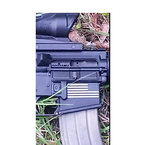 Pair - REFLECTIVE Stealthy American Flag Hard Hat Stickers | Black Ops Decals | Tactical Gear Survival Labels | USA Flags Toolbox Helmet Patriotic Old Glory