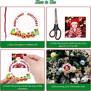 FaCraft Picture Frame Babys First Christmas Ornament 2024,1.77"x1.97" Photo Frame Baby's First Christmas Ornament 1st Train Personalized Baby Ornament Tree Decorations for Baby Boy Girl New Born