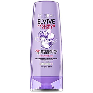 L'Oreal Paris Elvive Hyaluron Plump Hydrating Conditioner for Dehydrated, Dry Hair Infused with Hyaluronic Acid Care Complex, Paraben-Free, 12.6 Fl Oz
