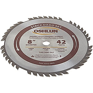 Oshlun SDS-0842 8-Inch 42 Tooth Stack Dado Set with 5/8-Inch Arbor