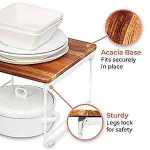 The Ría Safford Collection by iDesign Acacia Wood and Wire Plate Riser, 10" x 10", Coconut