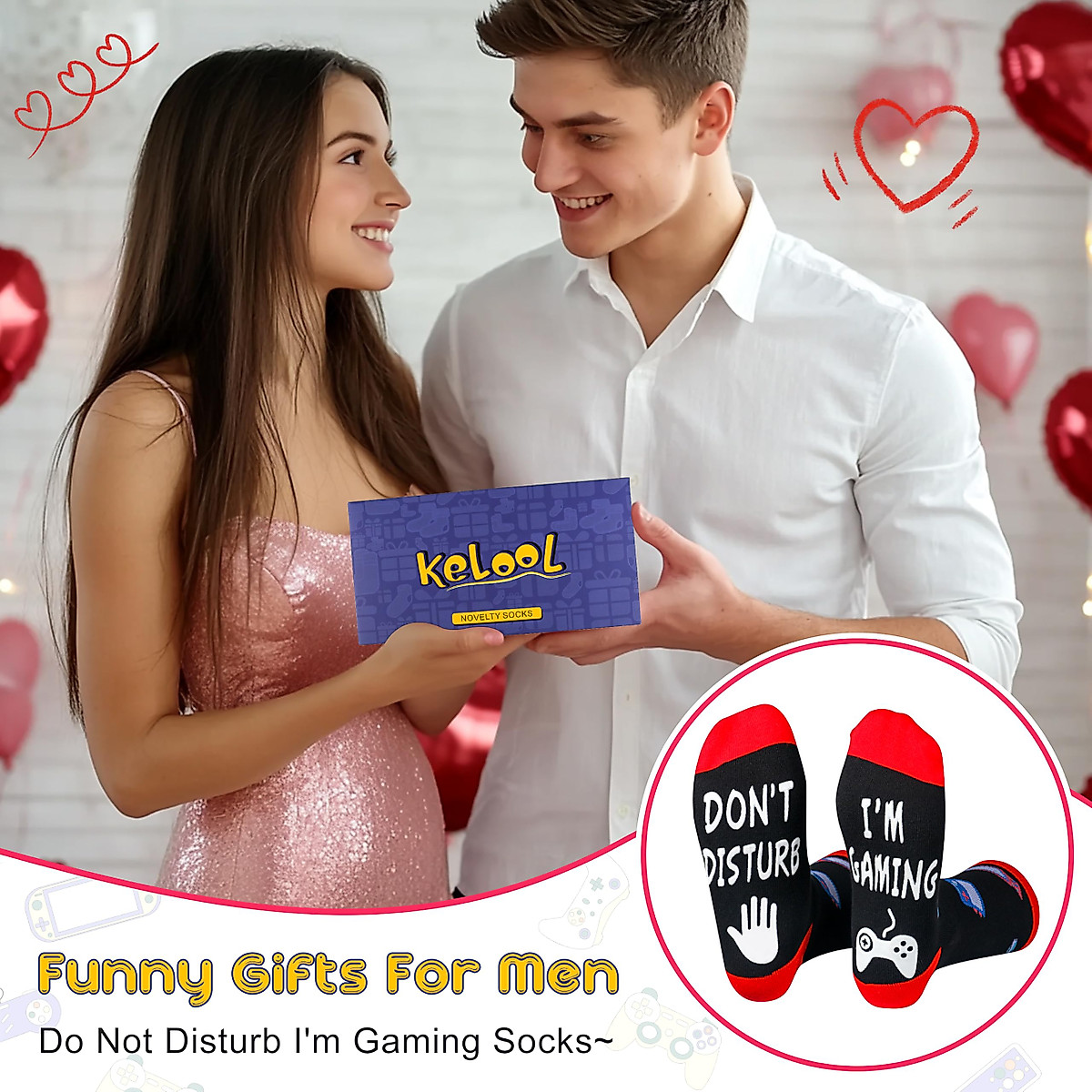 Kelool Do Not Disturb I'm Gaming Socks,Fathers Day Socks Gifts for Dad,Birthday Gifts for Mens,Teenage Boy Gifts Idea for Son,Boyfriend