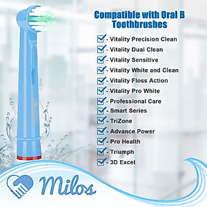 Milos Kids Toothbrush Replacement Heads for Oral-B, Pack of 4, Extra-Soft Bristles,Fits for Electric Braun Brush Heads, Refill for Vitality Precision Sensitive White and Clean Triumph