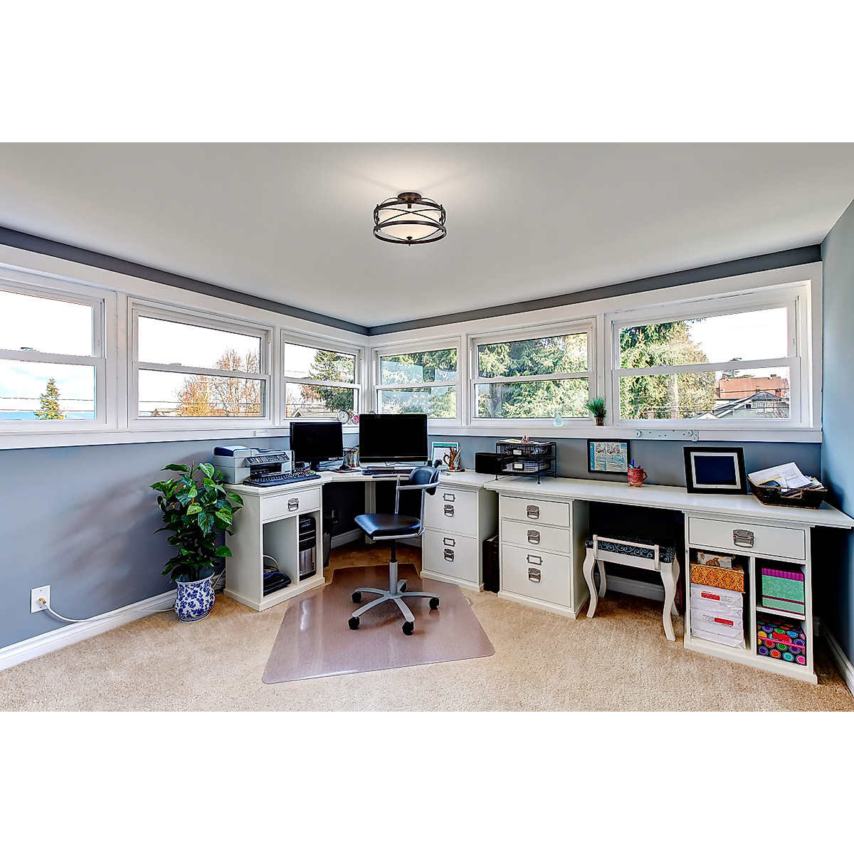 Nuvo Lighting Two Light Semi Flush Mount, 14"W x 8.25"H, Bronze/Dark