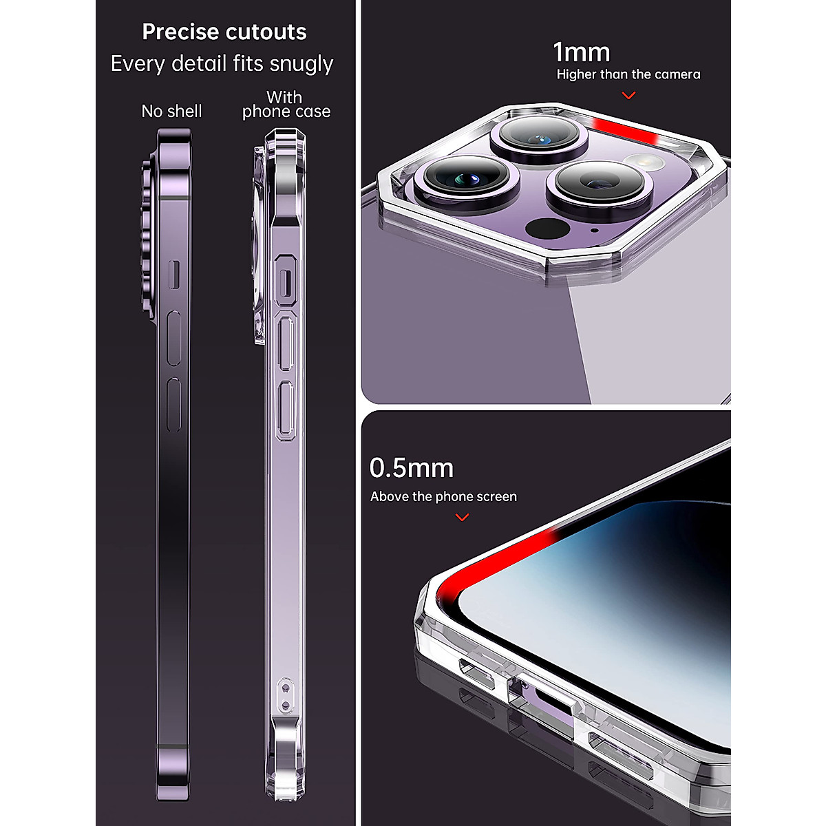 Kakalux[for iPhone 14Pro Phone case,Magnetic case for iPhone 14Pro,magsafe Compatible,with airbag Protection at All Four Corners and Military Grade Drop Protection for iPhone 14Pro(6.1'')-Clear.