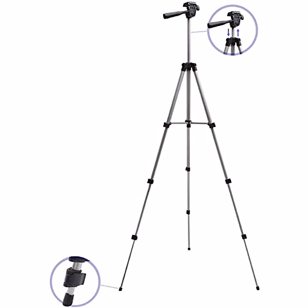 50" Aluminum Camera Tripod with Built in Bubble Level Indicator for All GoPro HERO Cameras + Tripod Mount & an eCostConnection Microfiber Cloth
