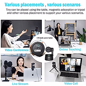 OBSBOT Tiny PTZ Webcam, AI-Powered Framing & Autofocus, Full HD 1080p Webcam with Auto-Exposure Zoom Power Gesture Selfie Video Camera for Online Class/Meeting Live and Streaming