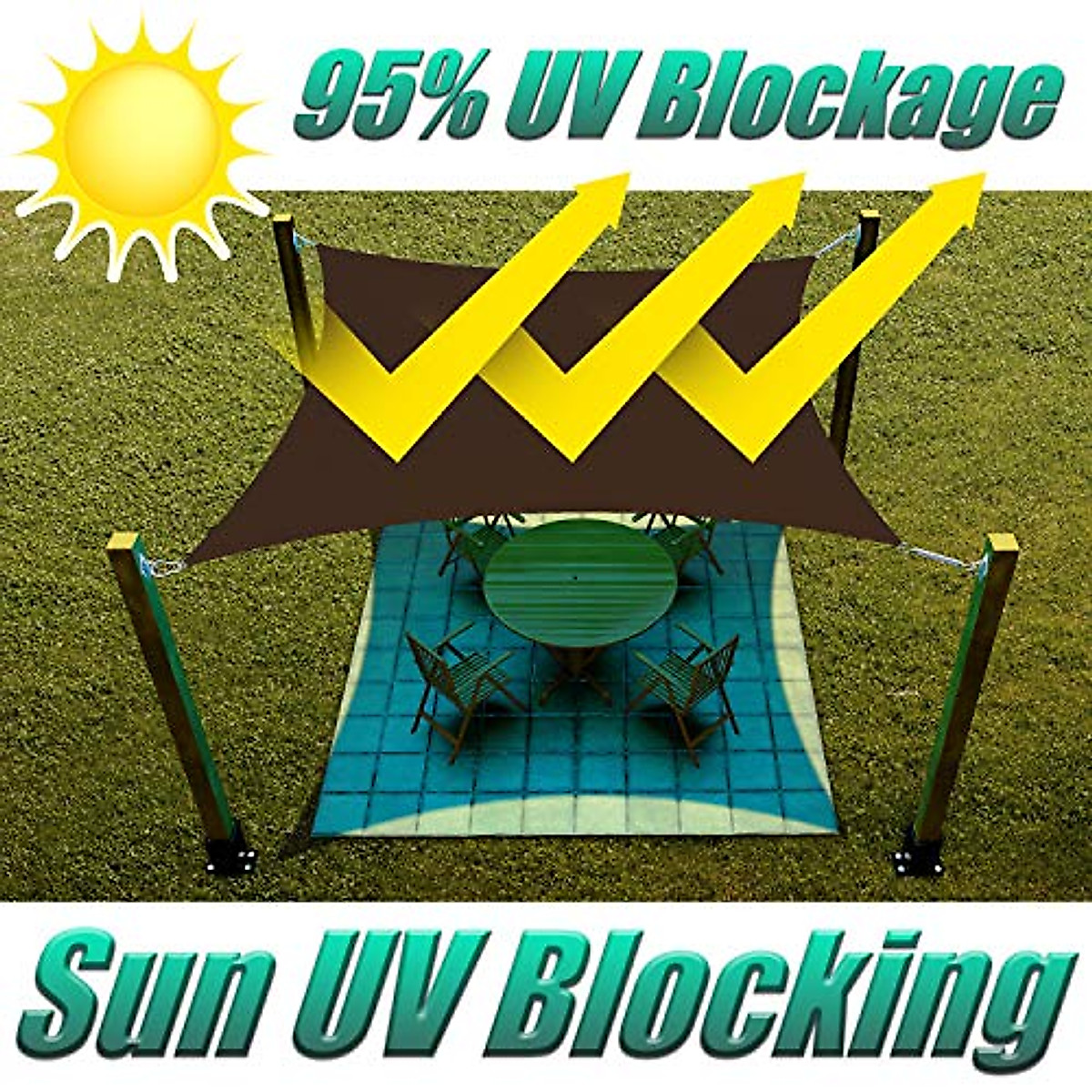 Amgo 12' x 12' Brown Square Sun Shade Sail Canopy Awning AGTAPS12, 95% UV Blockage, Water & Air Permeable, Commercial and Residential, 3 Years Warranty (We Make Custom Size)