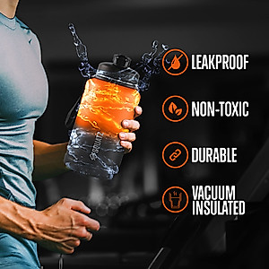 SQUATZ 74 Oz Neptune Series Steel Water Bottle, Stainless Double Wall Vacuum Insulated Jug with Handle Strap, Large Capacity Leak Proof Wide Mouth Thermos for Gym, Travel, Hiking, and Camping