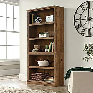 Sauder Misc Storage 5-Shelf Tall Wood Bookcase in Vintage Oak