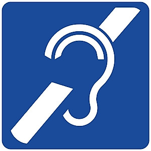 ComplianceSigns.com Hearing Impaired Access Symbol Tactile Sign, 6x6 inch Blue Acrylic with Adhesive Mounting Strips